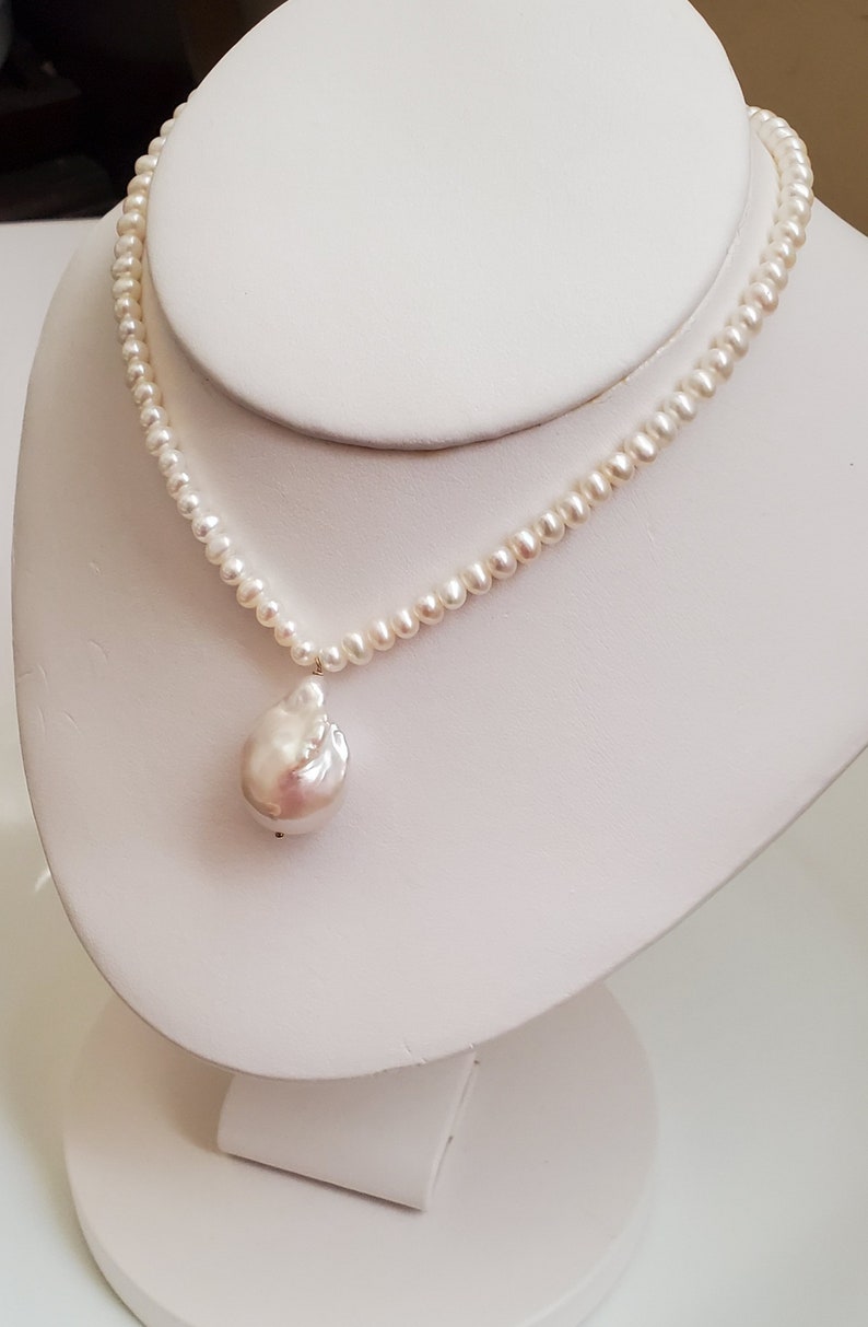 Baroque Pearl On Potato Pearl Strand Necklace Genuine Etsy