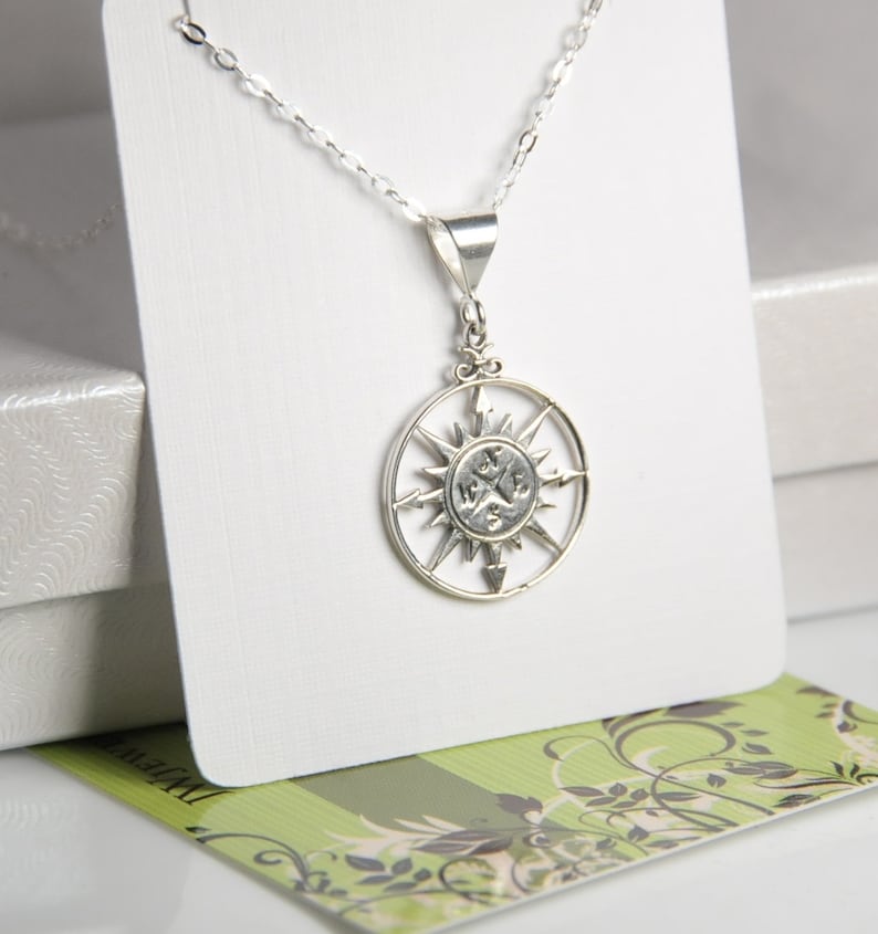 Compass Necklace Sterling Silver Compass Necklace Entirely - Etsy