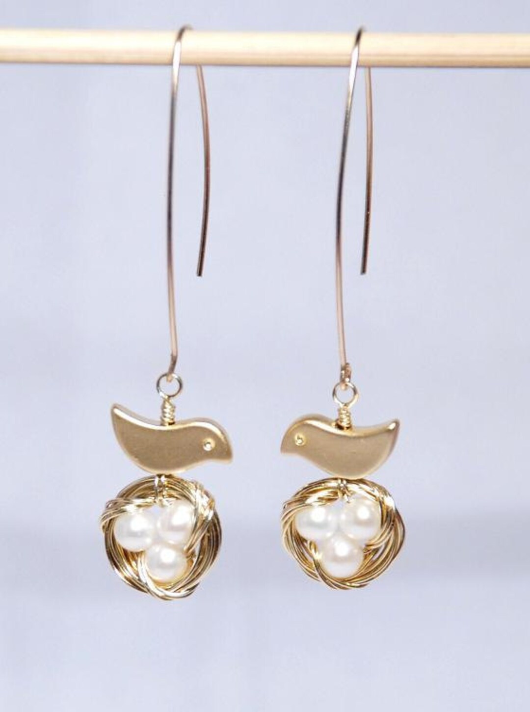 Mini Bird Nest 12K Gold Filled Earrings - Etsy