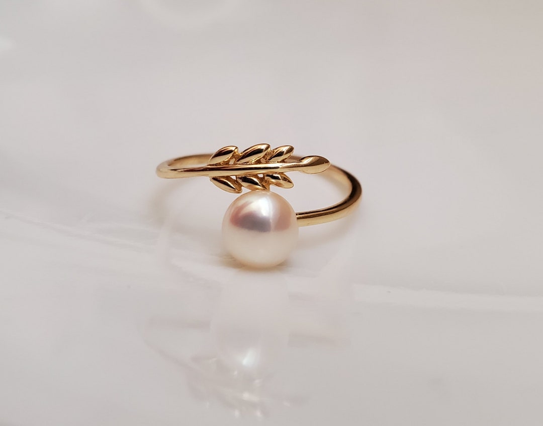 Cultured Freshwater Pearl Finger Ring US Size 5-6-7 Adjustable Gold ...