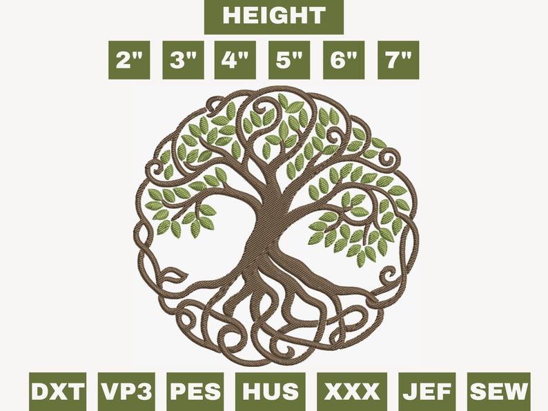 Tree Embroidery Design, Tree Logo Embroidery, Tree of Life Machine ...