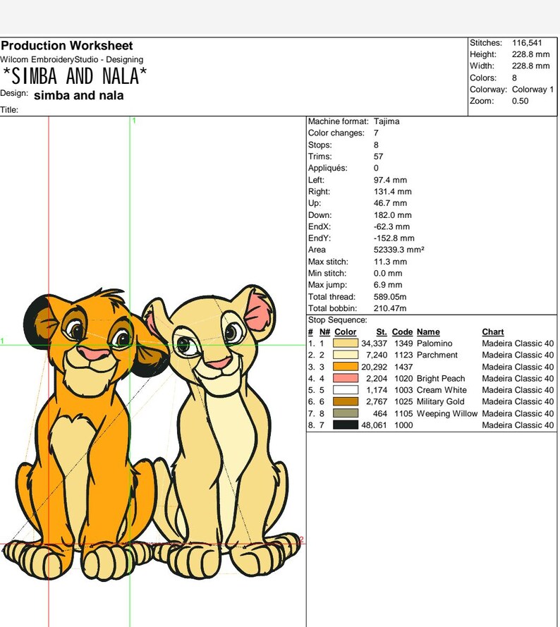 Simba and Nala Embroidery Design: Lion Machine Embroidery (6 Sizes ...