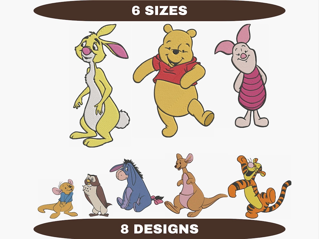 Winnie the Pooh Embroidery Designs Bundle: 8 Designs, 6 Sizes (digital ...