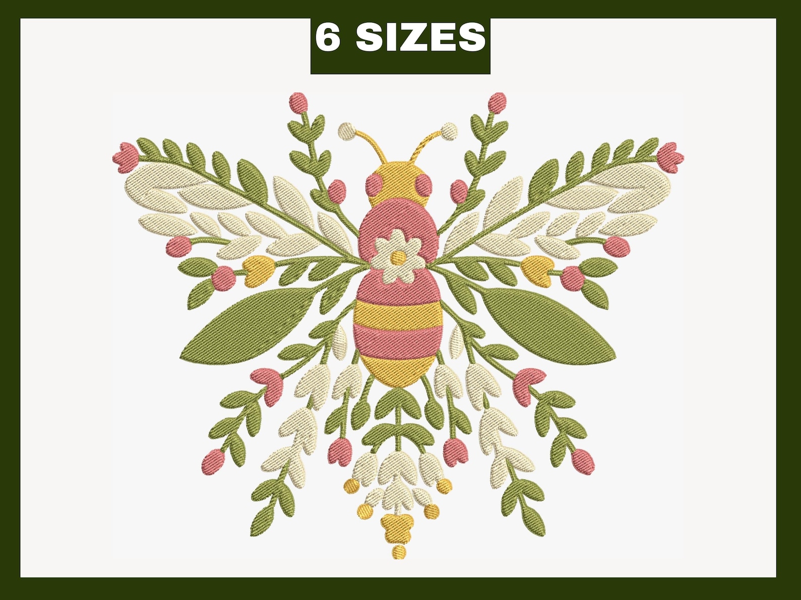 Bee Embroidery Design, Floral Bee Machine Embroidery Design, Insects ...