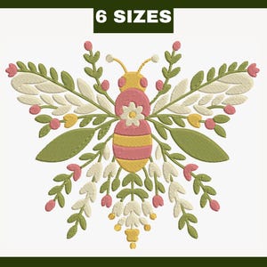 Floral Bee Embroidery Design: 6 Sizes (instant Download) - Etsy