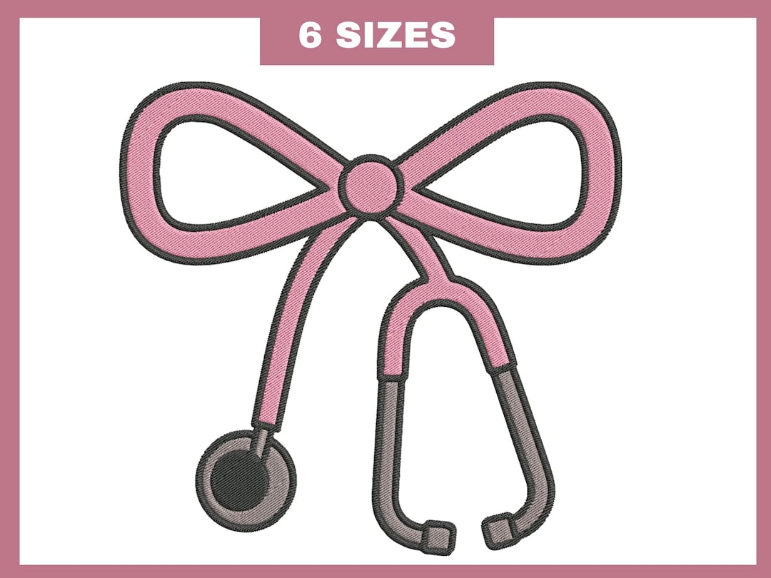 Nurse Stethoscope Embroidery Design: Coquette Bow, Instant Download - Etsy