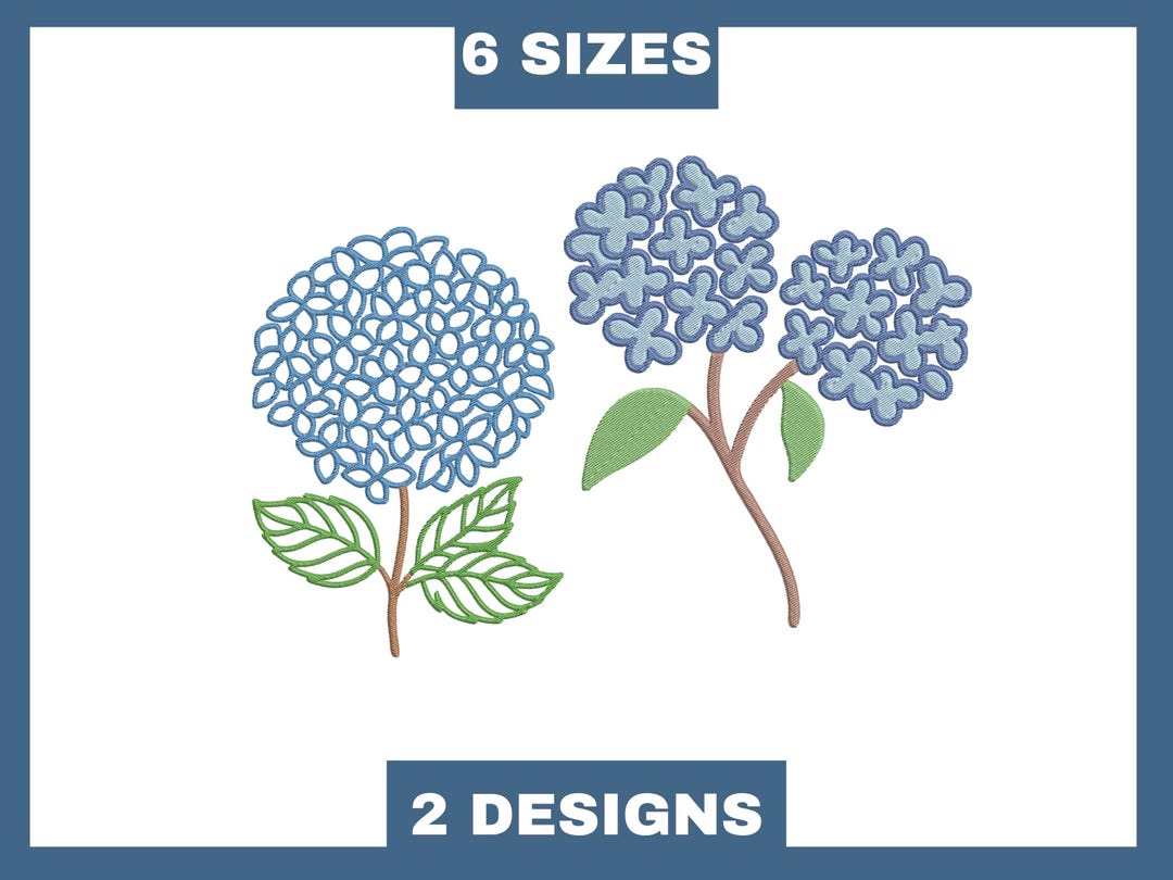 Hydrangea Flower Embroidery Design, Blue Hydrangea Flower Machine ...