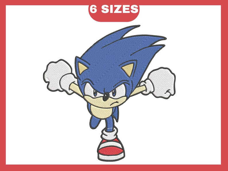 Sonic Embroidery Design, Sonic Machine Embroidery File, Sonic ...