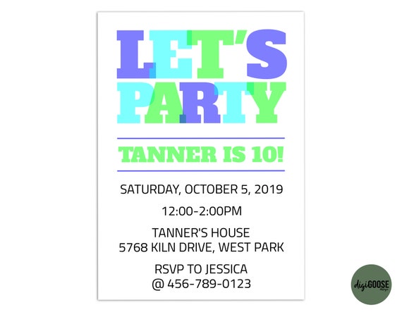 EDITABLE Generic Party Invitation TEMPLATE Printable Boy - Etsy