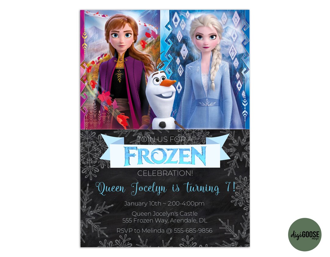 EDITABLE, FROZEN 2 Invitation Template, Printable Frozen Invite, Frozen ...
