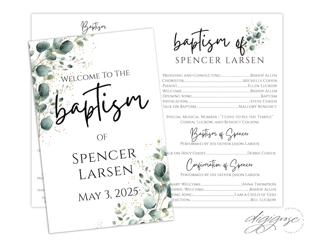EDITABLE, LDS Baptism Program Template, Printable Baptism Program, Lds ...