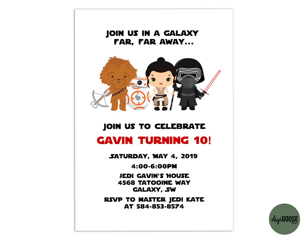 EDITABLE, Star Wars Invitation TEMPLATE, Printable Star Wars Birthday ...