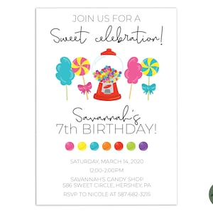 EDITABLE Sweet Celebration, Candy Shop Birthday Invitation, Candyland ...