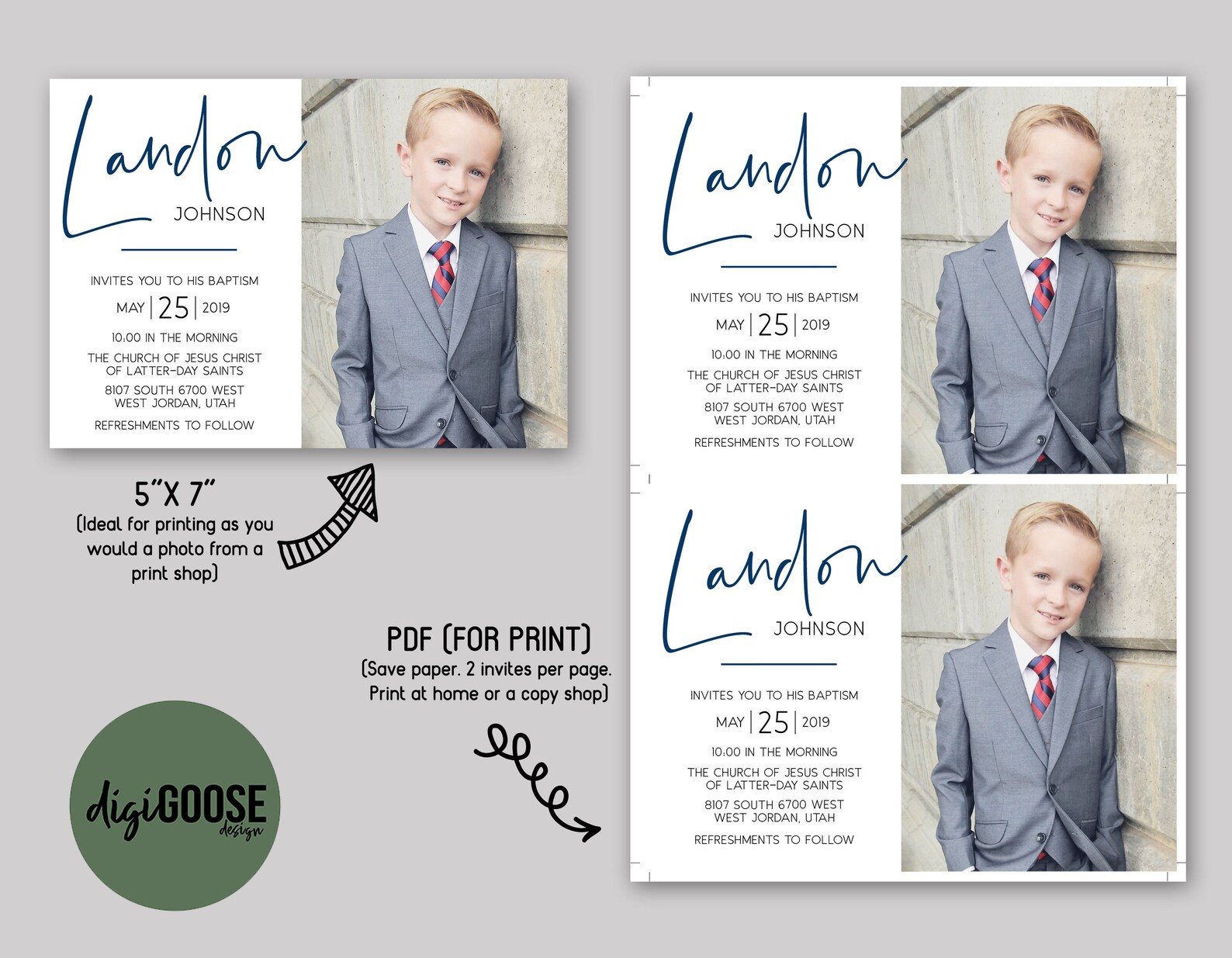 EDITABLE LDS Baptism Invitation Template Printable Baptism | Etsy