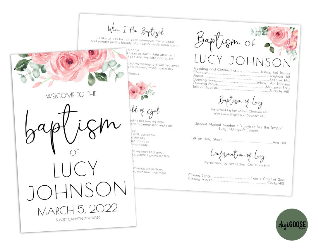 EDITABLE, LDS Baptism Program Template, Printable Baptism Program, Lds ...