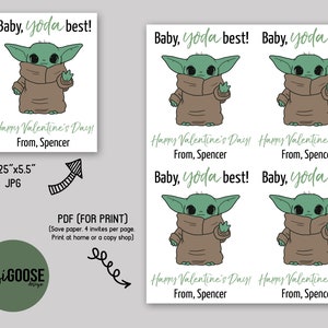 EDITABLE Baby Yoda Valentine Card / Valentine Printable for Kids / the ...