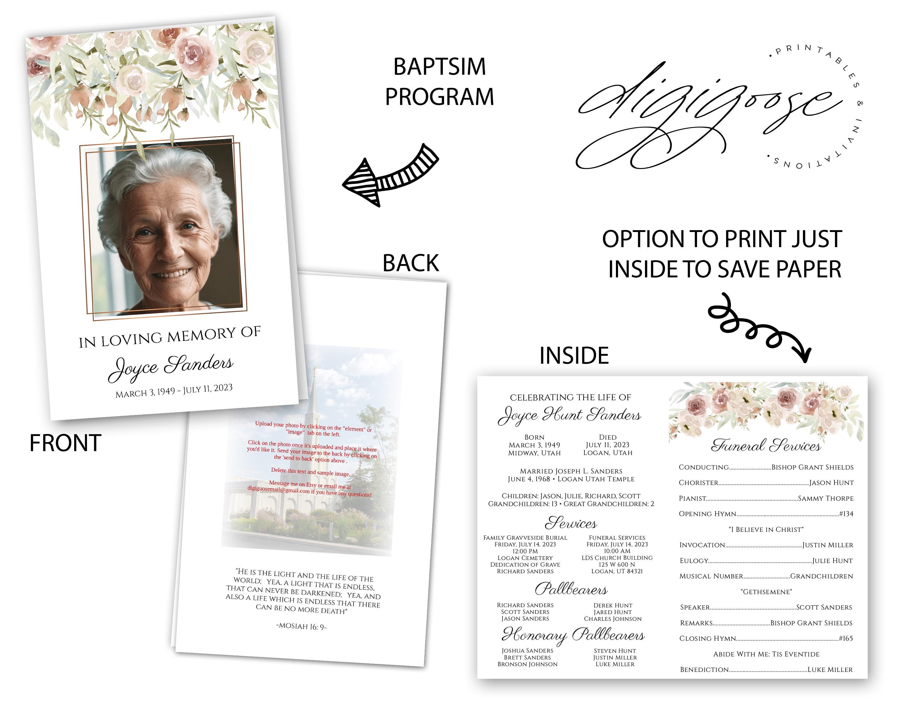 EDITABLE, Funeral Program Template, Printable Funeral Program, Lds ...