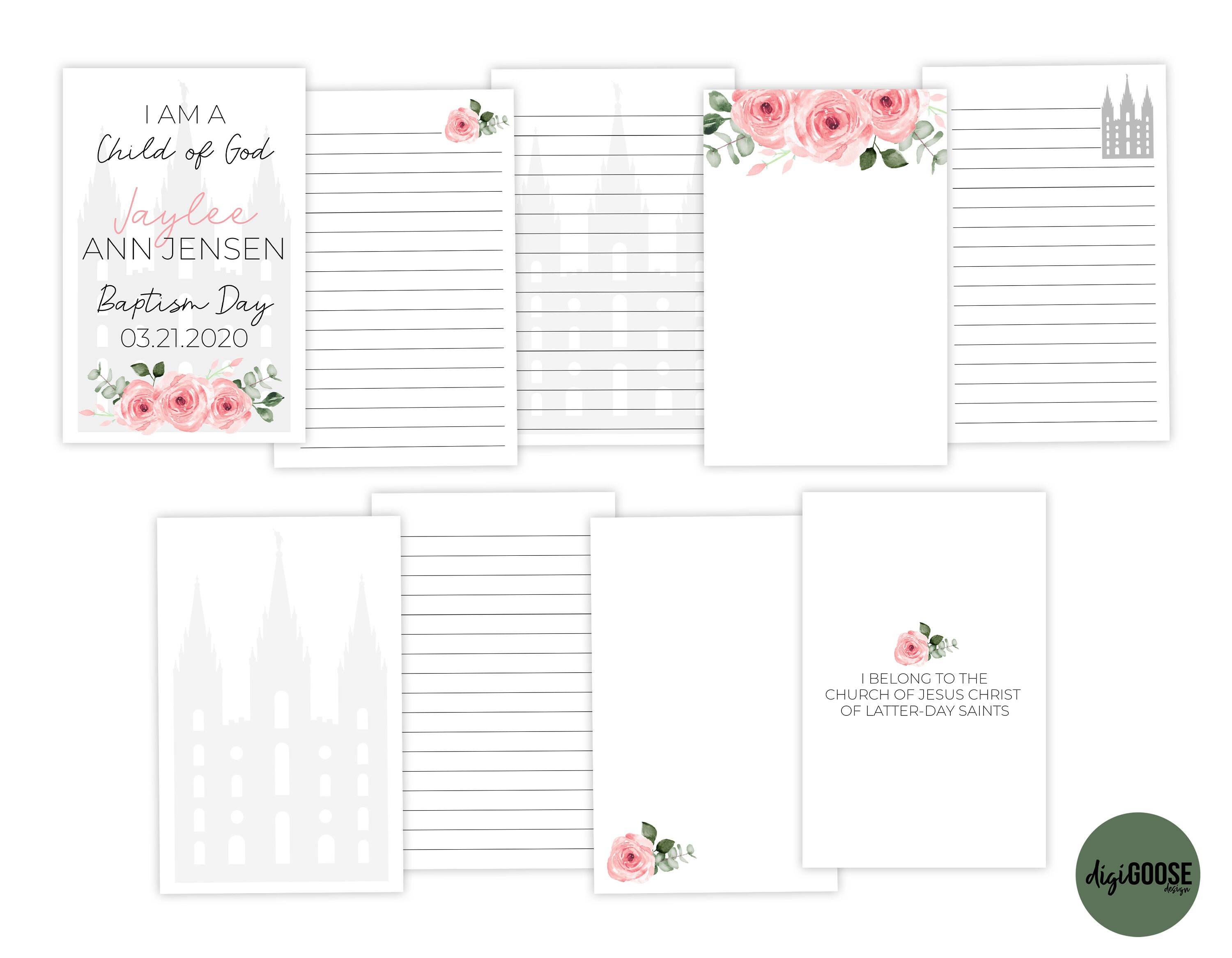 EDITABLE, LDS Baptism Notes Template, Printable Baptism Booklet, Lds ...