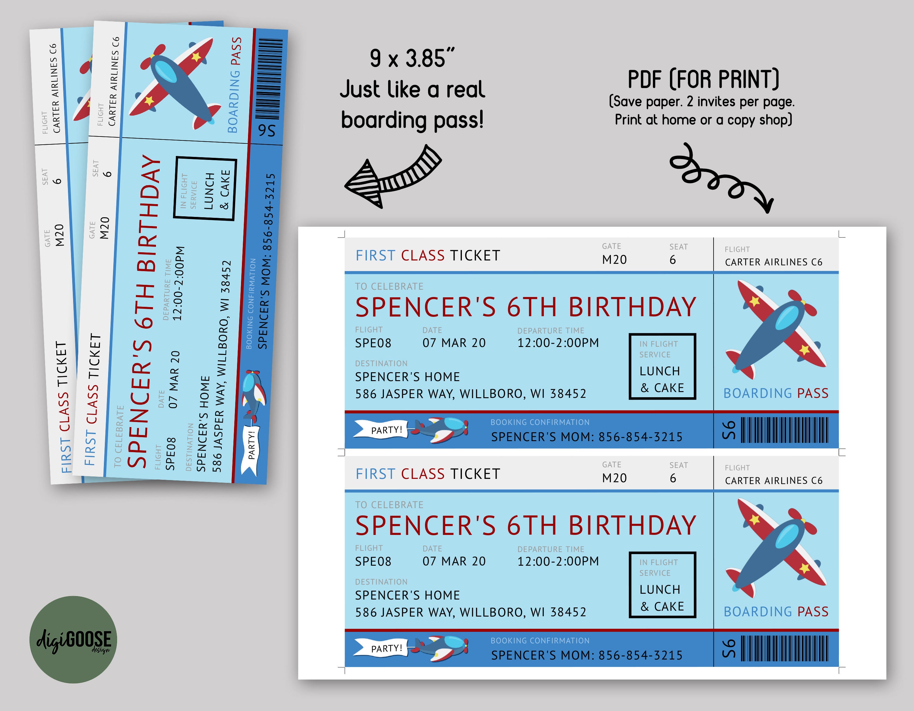 Editable Boarding Pass Template Surprise Birthday Fake Etsy 0026