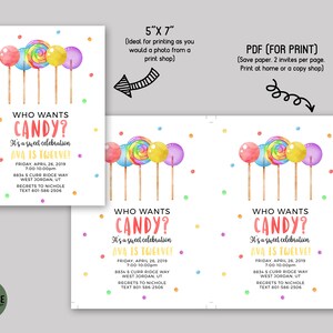 EDITABLE, Candy Shop Invitation TEMPLATE, Printable Candy Birthday ...
