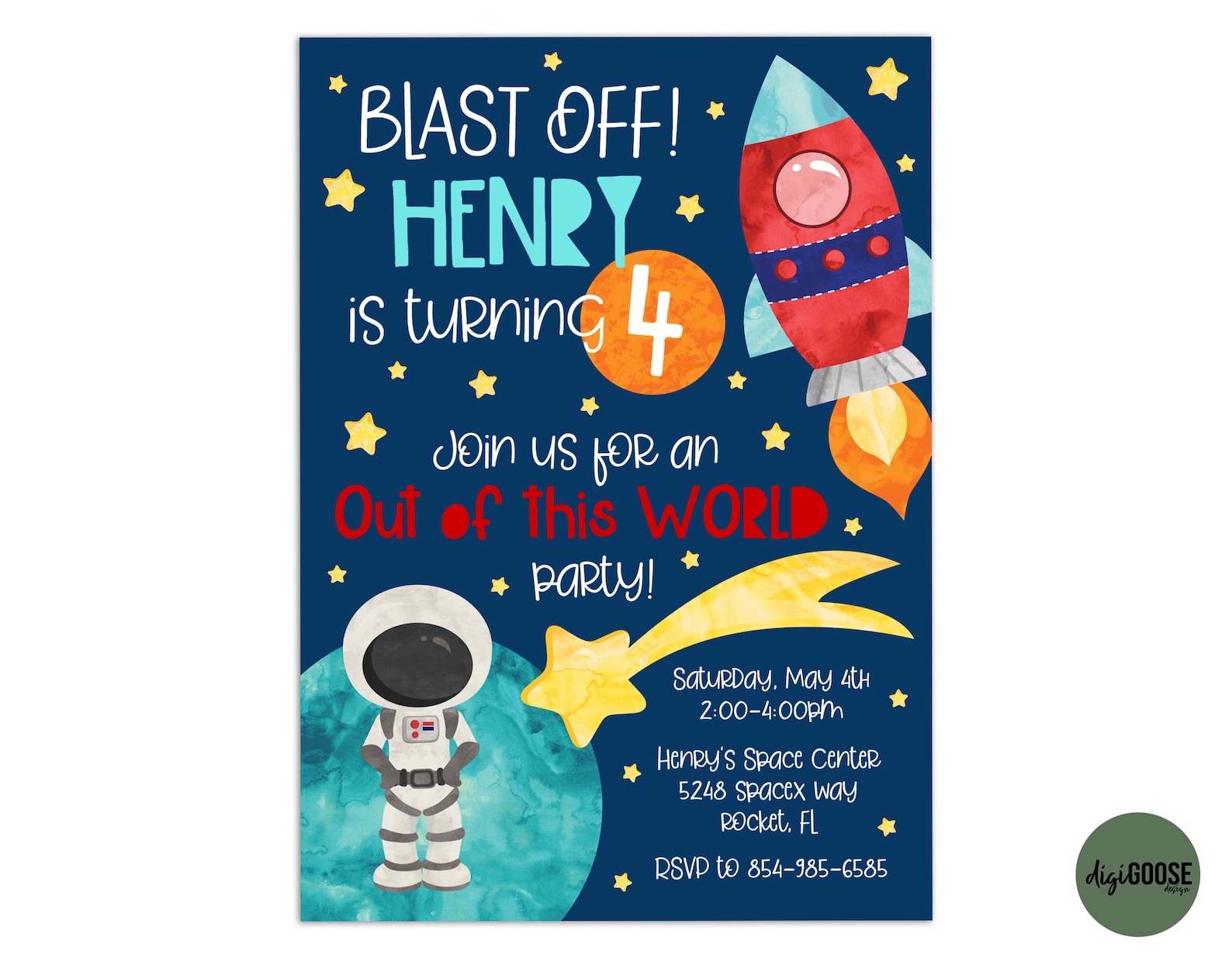 EDITABLE, SPACE Invitation Template, Printable Outer Space Birthday ...