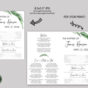 EDITABLE, LDS Baptism Program Template, Printable Baptism Program, Lds ...