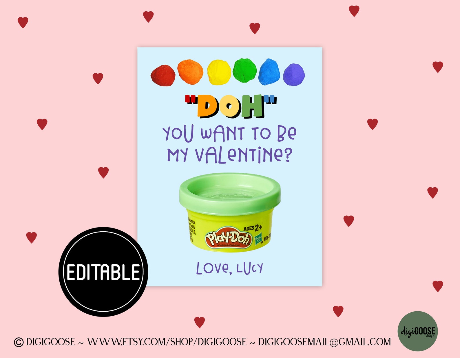 EDITABLE Valentine Card Printable / Valentine Printables for - Etsy