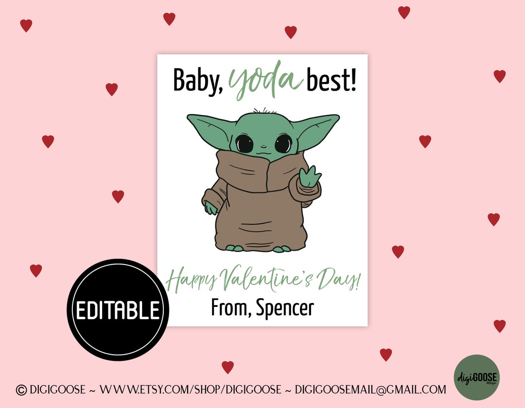 EDITABLE Baby Yoda Valentine Card / Valentine Printable for - Etsy