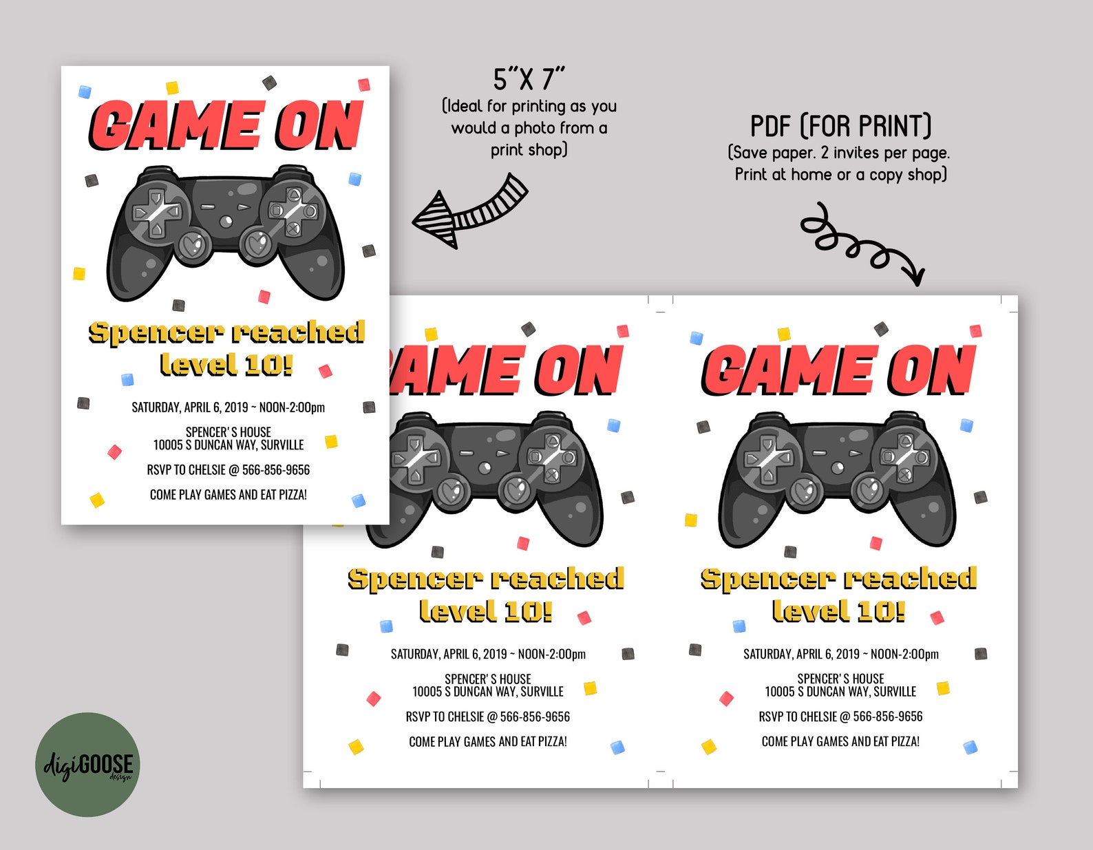 EDITABLE, Video Game Invitation TEMPLATE, Printable Video Game Birthday ...