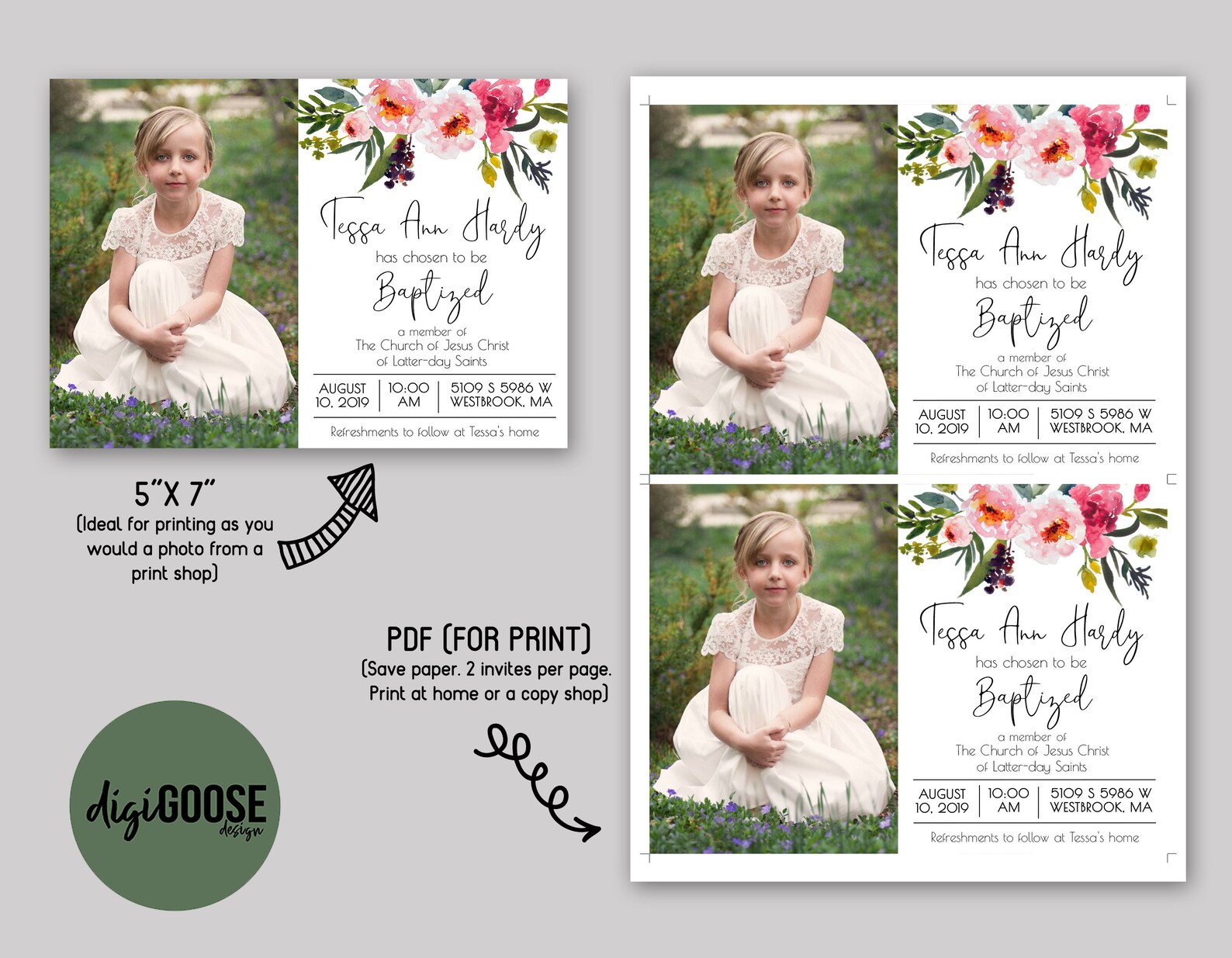 EDITABLE LDS Baptism Invitation Template Printable Baptism - Etsy