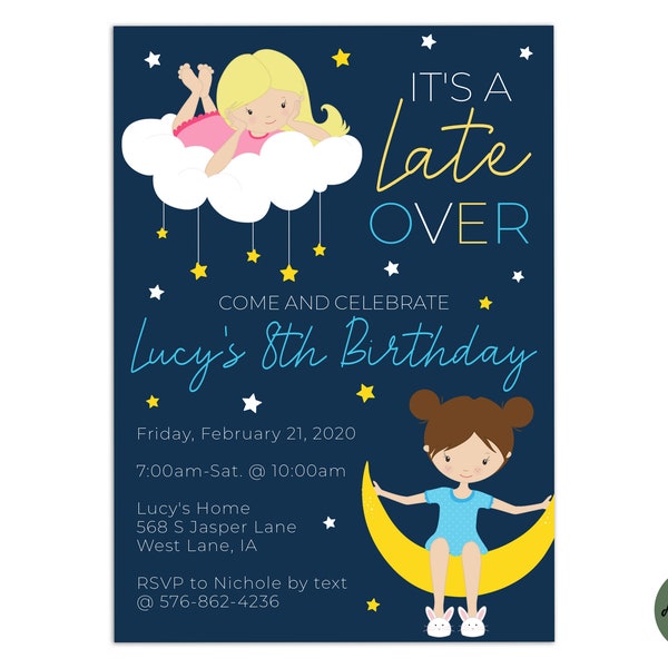 Birthday Party Invitation Late Over - Etsy