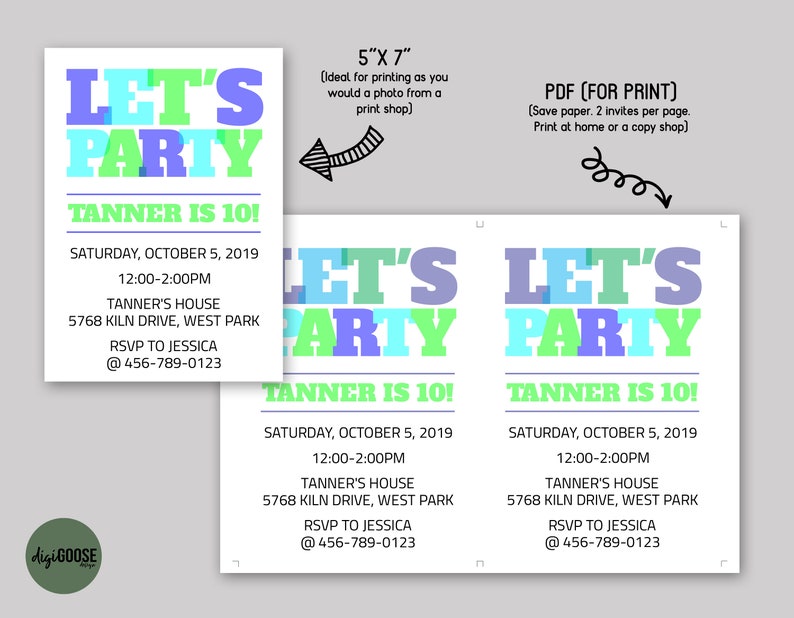 EDITABLE Generic Party Invitation TEMPLATE Printable Boy - Etsy