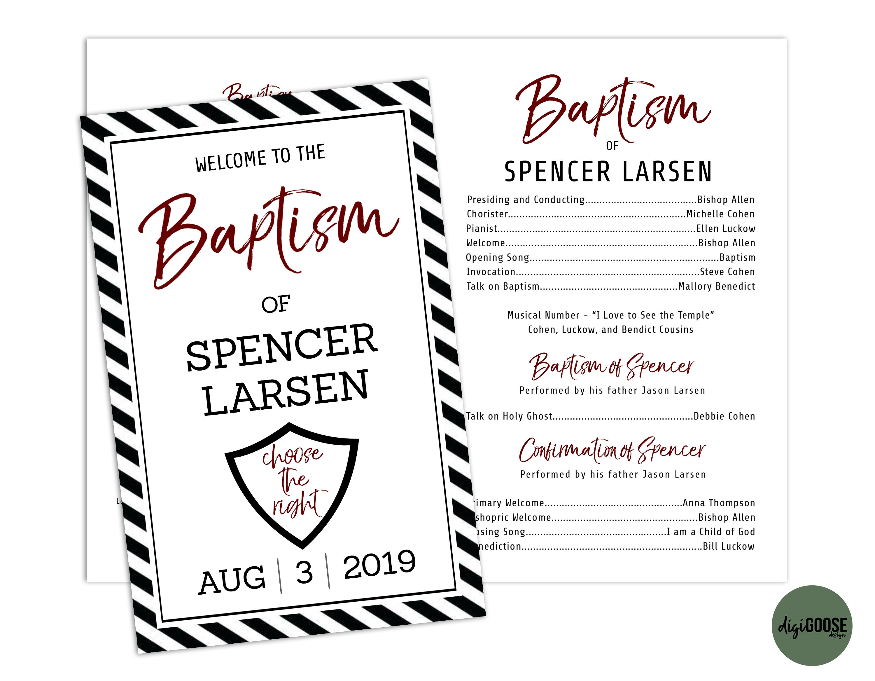 EDITABLE, LDS Baptism Program Template, Printable Baptism Program, Lds ...