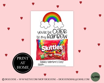 EDITABLE Skittles Valentine Card / Valentine Printable for Kids ...