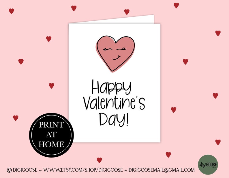 Cute Valentine Card Printable / Valentine Printables for Kids / Instant ...
