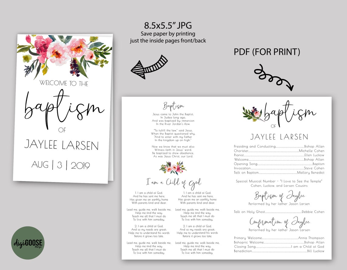 EDITABLE LDS Baptism Program Template Printable Baptism - Etsy.de