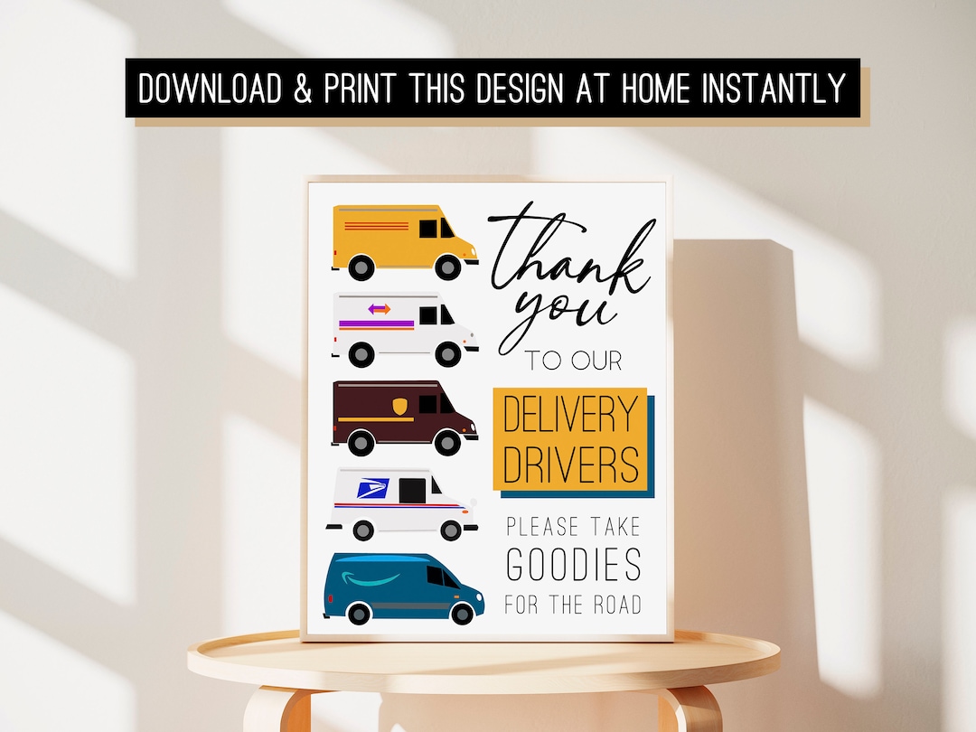 INSTANT / Delivery Driver Thank You Sign / Take a Treat / 8x10 Delivery ...