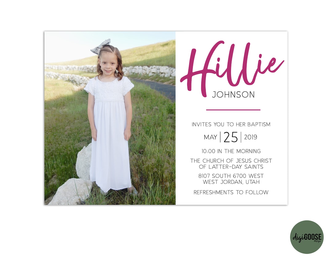 EDITABLE, LDS Baptism Invitation Template, Printable Baptism ...