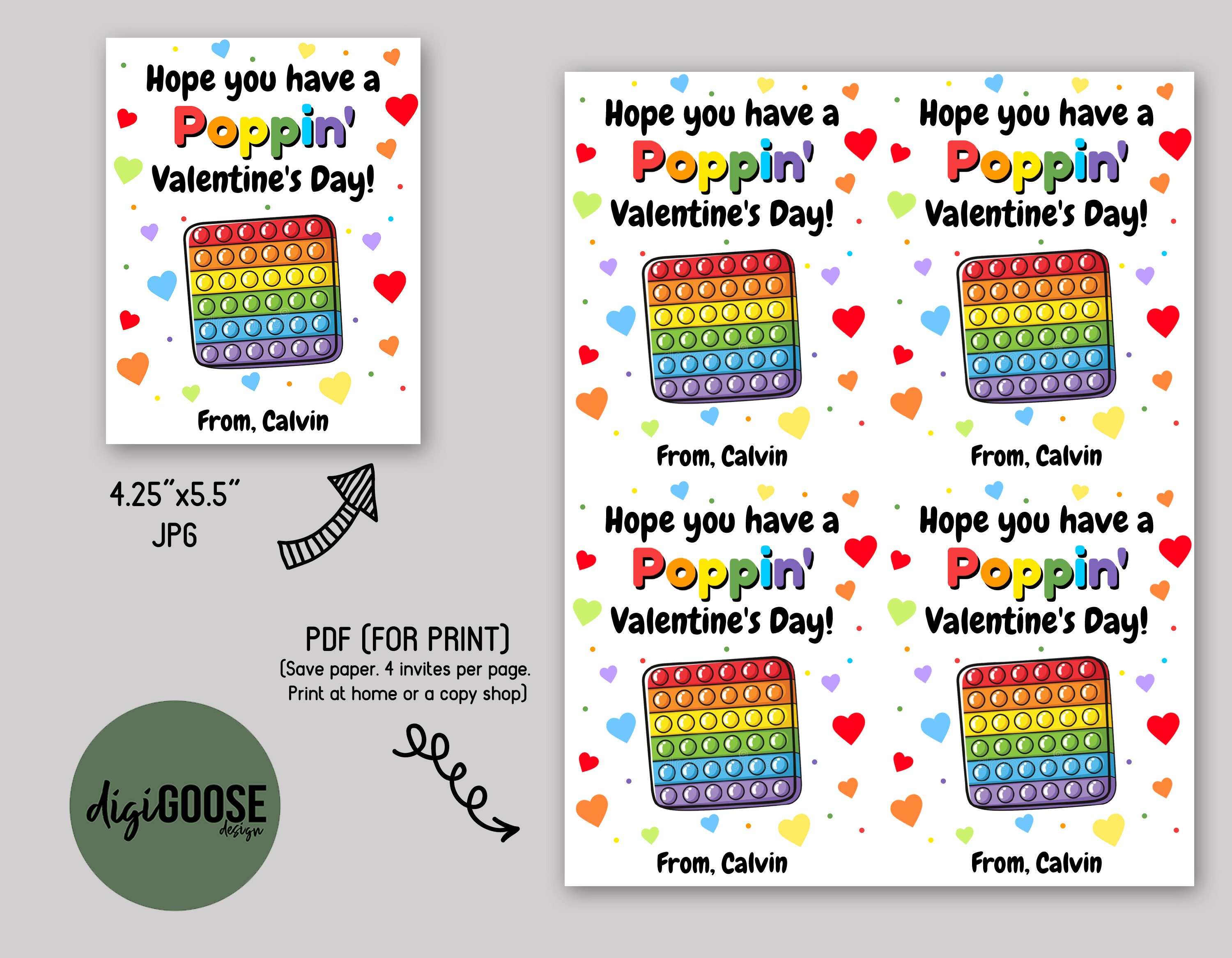 EDITABLE Pop-it Valentine Card / Valentine Printable for Kids / Pop It ...