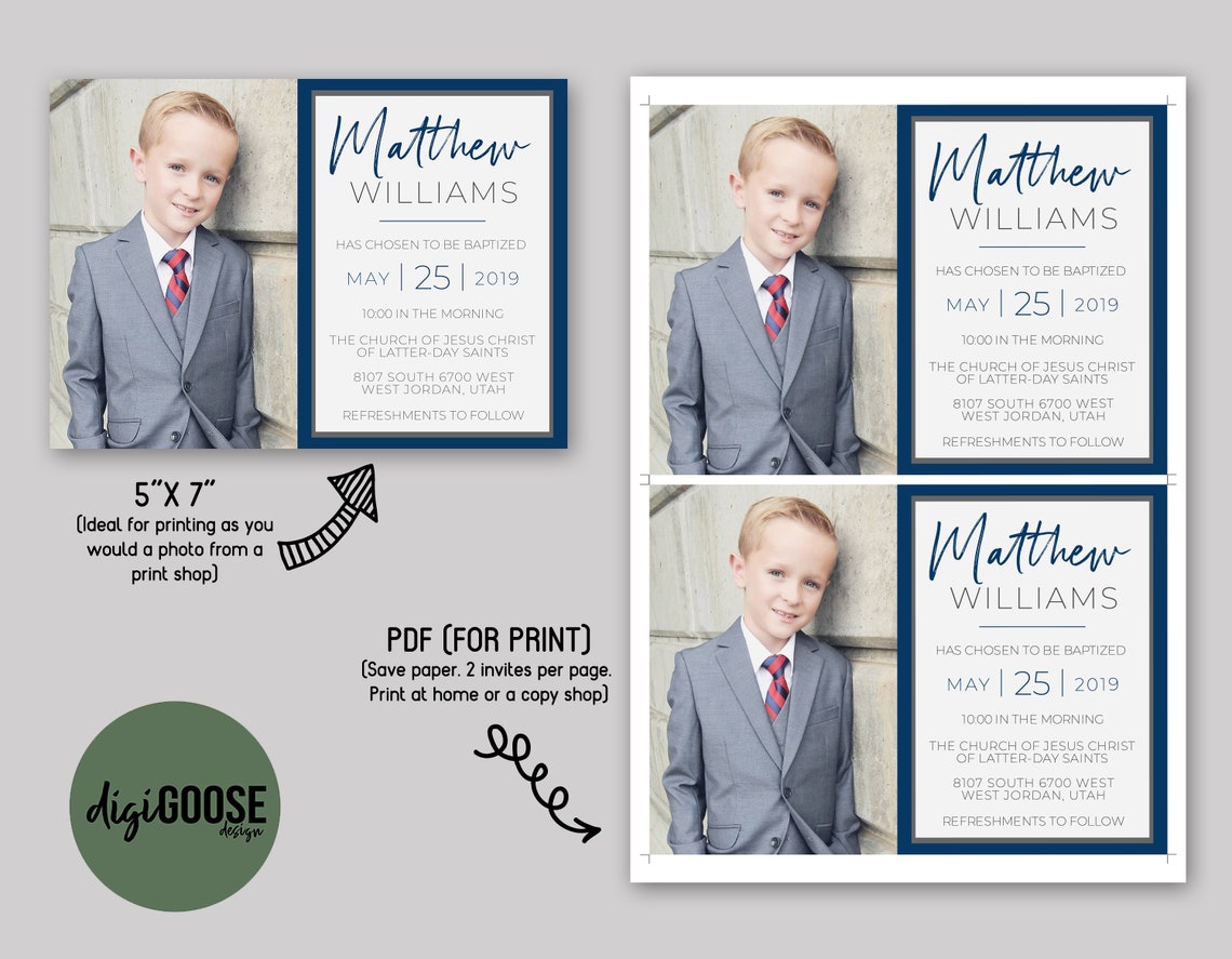 EDITABLE LDS Baptism Invitation Template Printable Baptism | Etsy