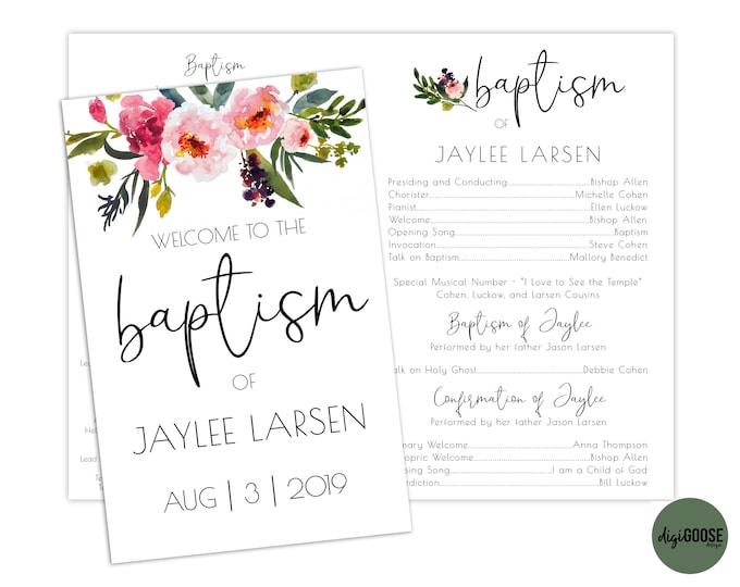 EDITABLE, LDS Baptism Program Template, Printable Baptism Program, Lds Girl Baptism, Lds Baptism ...