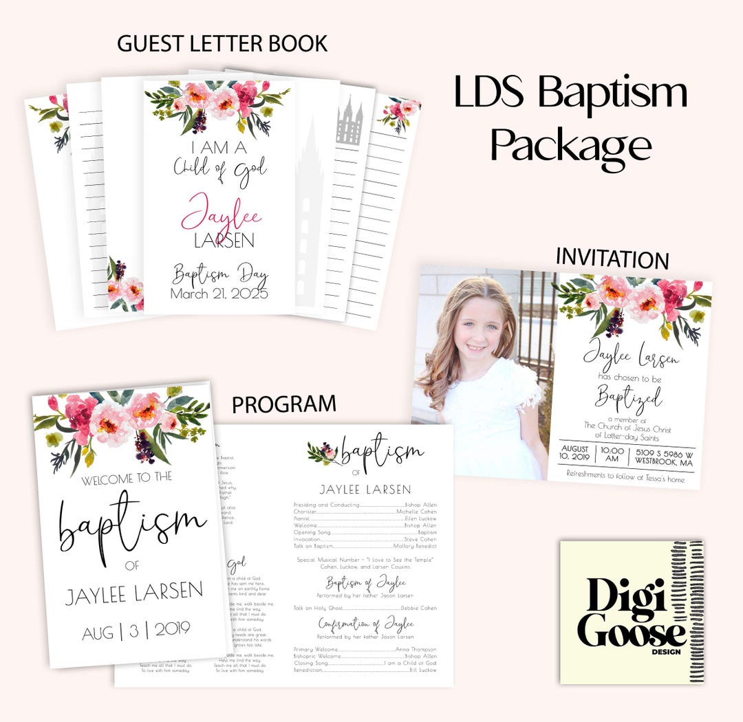EDITABLE, LDS Baptism Package, Invitation, Program, Notebook, Printable ...