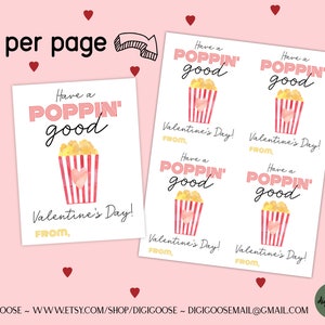 PRINTABLE Popcorn Valentine Card / Valentine Printable for Kids ...