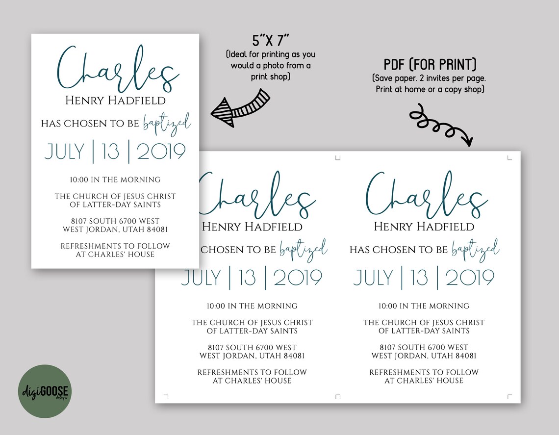 EDITABLE LDS Baptism Invitation Template Printable Baptism - Etsy