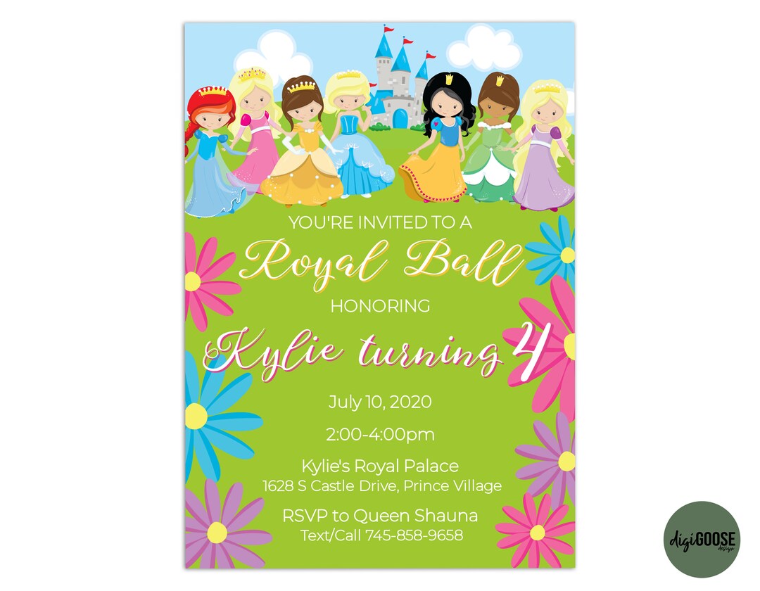 EDITABLE, Princess Party Invitation TEMPLATE, Printable Invite ...