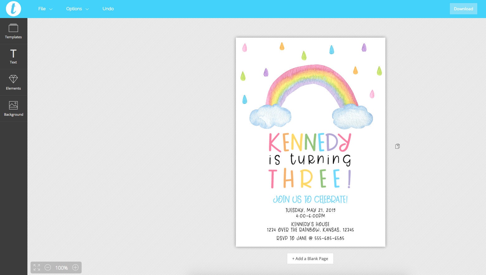EDITABLE, TEMPLATE Diy Colorful Rainbow Birthday Party Invitation ...