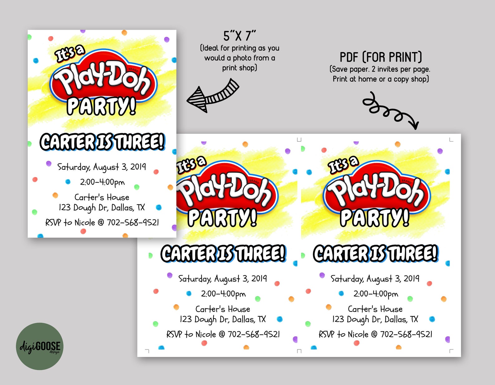 EDITABLE, Play-doh Party Invitation TEMPLATE, Printable Playdoh Invite ...