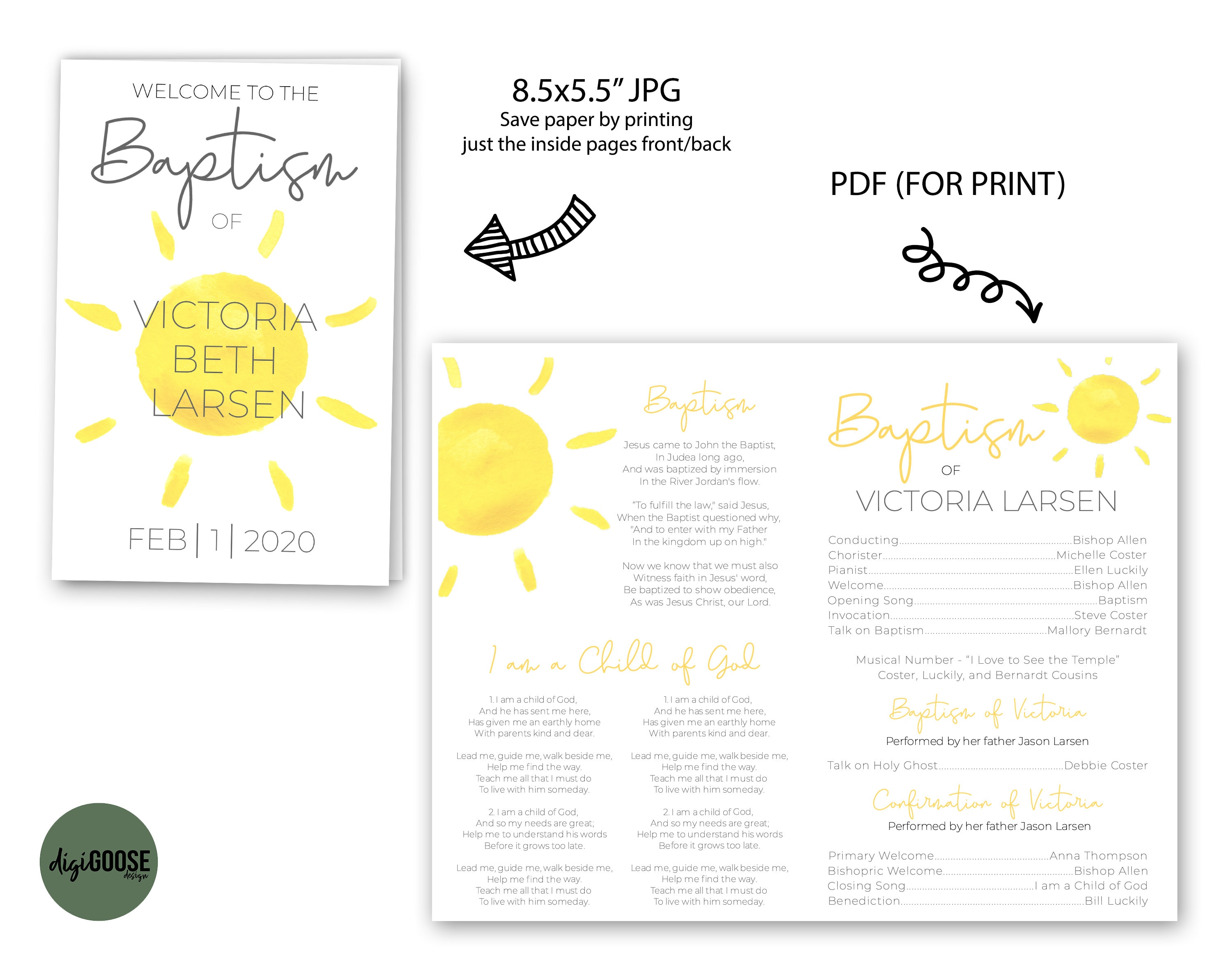 EDITABLE LDS Baptism Program Template Printable Baptism - Etsy