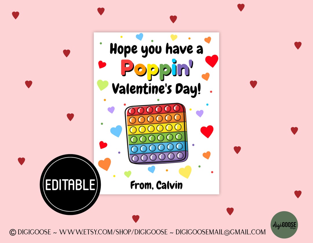 EDITABLE Pop-it Valentine Card / Valentine Printable for Kids / Pop It ...