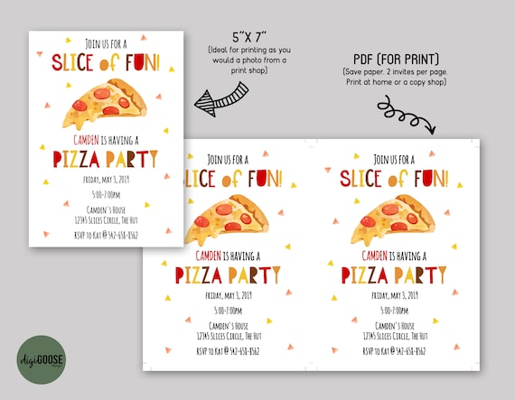 Pizza Party Invitations Free Printable